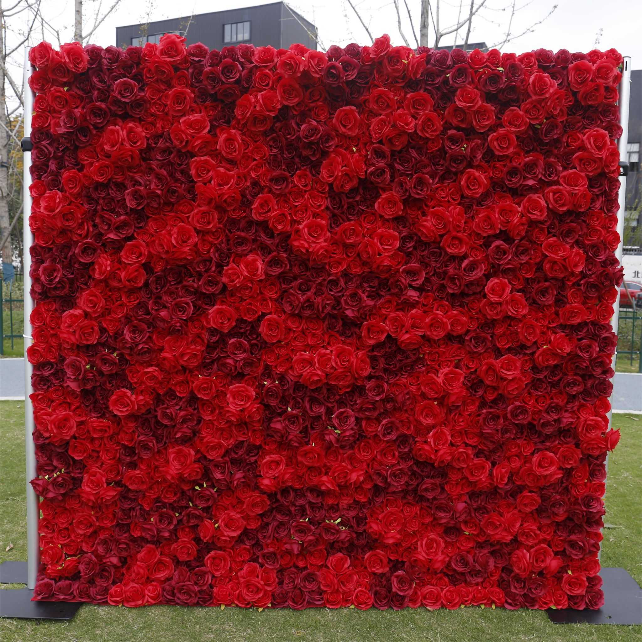 3D Texture Pure Red Rose Cloth Roll Up Flowers Wall Backdrop – Ali Flowers