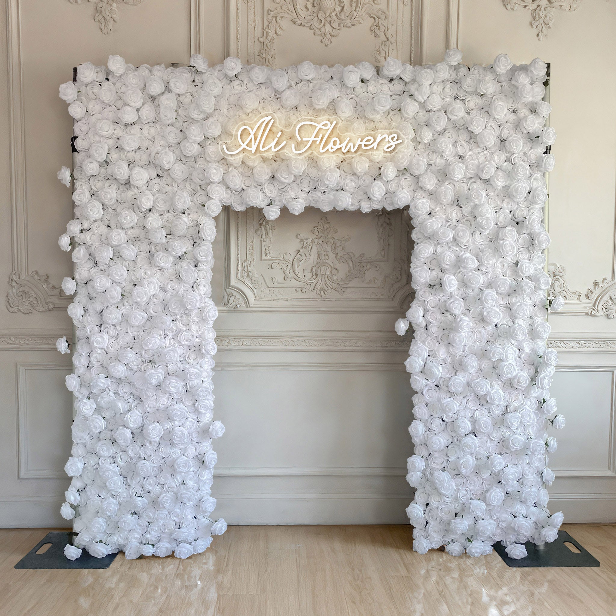 Aliflowers White Rose Square Wedding Arch Backdrop for Ceremony – Ali ...